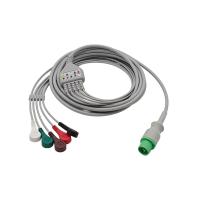 China Fukuda 12 Pin 3/5 Lead ECG Cable, AHA & IEC Standard, Alligator Clip / Snap Button EKG Lead Wire for sale