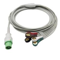 China Fukuda 12 Pin 3/5 Lead ECG Cable, AHA & IEC Standard, Alligator Clip / Snap Button EKG Lead Wire for sale