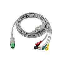 China Fukuda 12 Pin 3/5 Lead ECG Cable, AHA & IEC Standard, Alligator Clip / Snap Button EKG Lead Wire for sale