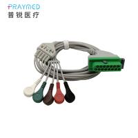 China Fukuda Denshi 15 Pin 5 Lead One-Piece ECG Cable, AHA & IEC Standard Snap Button EKG Lead Wire for sale