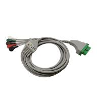 China Fukuda Denshi 15 Pin 5 Lead One-Piece ECG Cable, AHA & IEC Standard Snap Button EKG Lead Wire for sale