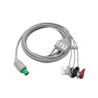 China Hellige 10 Pin Elbow 3 Lead ECG Cable, AHA Alligator Clip EKG Lead Wire for sale