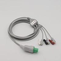 China Hellige 10 Pin Elbow 3 Lead ECG Cable, AHA Alligator Clip EKG Lead Wire for sale