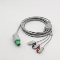 China Hellige 10 Pin Elbow 3 Lead ECG Cable, AHA Alligator Clip EKG Lead Wire for sale