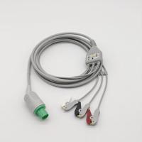 China Hellige 10 Pin Elbow 3 Lead ECG Cable, AHA Alligator Clip EKG Lead Wire for sale