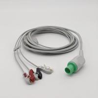 China Hellige 10 Pin Elbow 3 Lead ECG Cable, AHA Alligator Clip EKG Lead Wire for sale