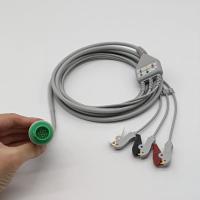 China Hellige 10 Pin Elbow 3 Lead ECG Cable, AHA Alligator Clip EKG Lead Wire for sale