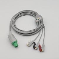 China Hellige 10 Pin Elbow 3 Lead ECG Cable, AHA Alligator Clip EKG Lead Wire for sale