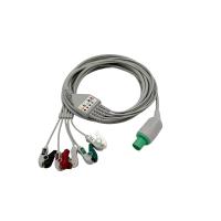 China Compatible GE Hellige 10 Pin 5 Lead ECG Cable, AHA & IEC, Snap & Grabber Ends for sale
