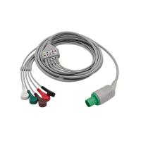 China Compatible GE Hellige 10 Pin 5 Lead ECG Cable, AHA & IEC, Snap & Grabber Ends for sale
