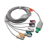 China Compatible GE Hellige 10 Pin 5 Lead ECG Cable, AHA & IEC, Snap & Grabber Ends for sale