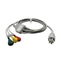 China Compatible Colin 6-Pin Round 3-Lead ECG Cable, Snap Button EKG Leadwires for sale