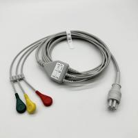China Compatible Colin 6-Pin Round 3-Lead ECG Cable, Snap Button EKG Leadwires for sale