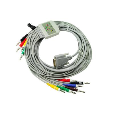 China AHA ICE 10 Lead EKG Cord With Banana 3.6m DB 15 Connector Newtech 1206 for sale