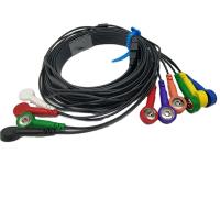 China Schiller Ecg Holter Cable Compatible MS-12 Blue 10 Lead Snap TPU Jacket for sale