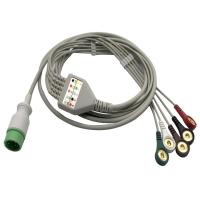 China Zoncare Hwatime 2.6mm 6pin 5 Lead ECG Cable With Leadwires Snap for sale