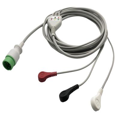 China Zoncare Hwatime 3.6m TPU 6pin Ecg Cables and leadwire For Snap / Clip for sale