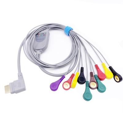 China 10 Lead Holter Length 1.1m ECG medical cables Grey TPU Material for sale