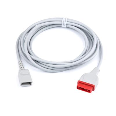 China Utah Transducer Side Blood Pressure Cable 11 Pin With Red Connector for sale