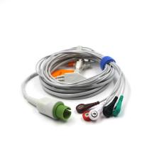 China Spacelabs 5 Lead ecg cable with snap end Adult/Pediatric 17 Pin Connector 3.6m for sale