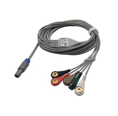 China Din Connector AHA 3/5 Leads Biosys Ecg Cable 6-pin Connector IEC/AHA for sale