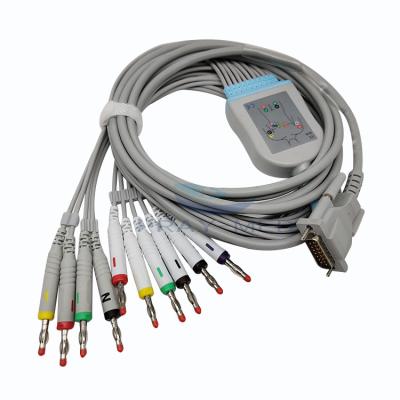 China Schiller AT3 / CS100 10 Lead EKG Cable Db 15 Pin Connector 5.0mm Diameter for sale