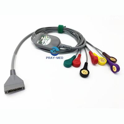 China Burdick Holter Ecg Cable and leadwire 7 Leads Snap Connector 3.6m for sale