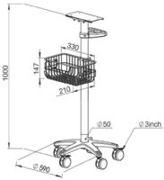 China Hospital patient Medical Monitor Trolley Fixed height With Bracket Fixed 1000mm Height for sale
