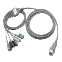 China HP 12 Pin 5 Lead Ecg Cable One Piece Type Double Shield Structures TPU Jacket 3.6m for sale