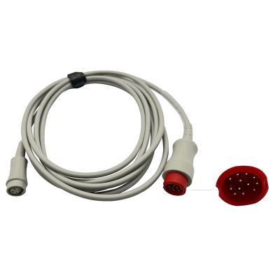 China Mindray 12pin To 4pin IBP Adapter Cable 3m Grey Latex Free TPU Jackets for sale