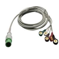 China Grey C30 C40 3.6m 12pins 5 Lead ECG Cable And Leadwires For Comen for sale