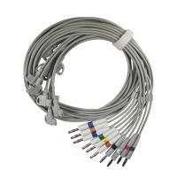 China Banana 4.0 Connector EKG Cable 10 Lead Wires 3.6m Grey TPU Jacket for sale