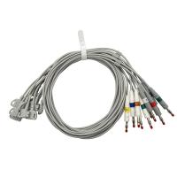 China Banana 4.0 Connector EKG Cable 10 Lead Wires 3.6m Grey TPU Jacket for sale