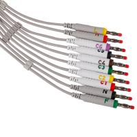 China Banana 4.0 Connector EKG Cable 10 Lead Wires 3.6m Grey TPU Jacket for sale