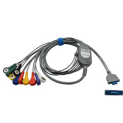 China Pengyang 10 Lead Holter ECG Cable 15pin Snap For Adult / Pediatric for sale