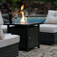 China Crater Rectangle Tabletop Fire Pit 28 Inch Steel With Cover Lid for sale
