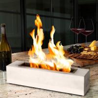 China 18 X 4 X 4 Inches Rectangular Table Top Fire Pit Outdoor Indoor Portable Concrete for sale