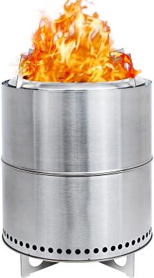 China COOZOOM 15'' Portable Smokeless Fire Pit With Stand Stainless Steel Bonfire Stove for sale