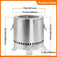 China Stainless Steel Portable Outdoor Smokeless Fire Pit 15×14.2 Inch Camping And Cooking for sale