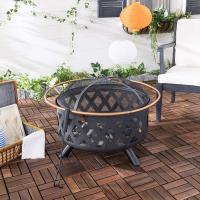 China 20.1 Pounds Copper And Black Portable Round Charcoal Fire Pit For Gardern for sale