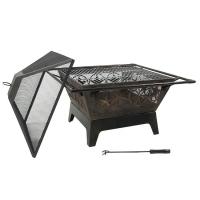 China 32 Inch Large Portable Charcoal Square Fire Pit Wood Burning Patio for sale