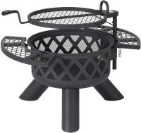 China 2-In-1 Outdoor Wood Burning Steel BBQ Grill Portable Fire Pit With Spark Screen Cover for sale