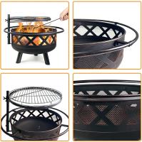 China 31 X 31 X 17 Inches Outdoor Wood Burning Fire Pit Steel BBQ Grill Firepit for sale