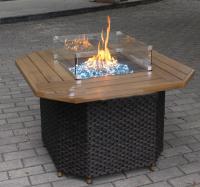 China 41'' Square Chat Wicker Barbecue Outdoor Fire Pit Table Outdoor Gas Garden Heater for sale