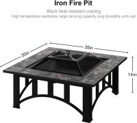 China Outside Table Square Patio Outdoor Barbecue Fire Pit With Ceramic Tile for sale
