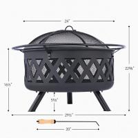 China Round Portable Wood Burning Fire Pit Camping Bonfire With BBQ Grill for sale