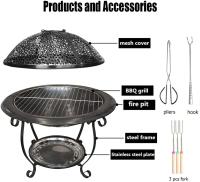 China 22'' Wood Burning Barbecue Fire Pit For BBQ Grill Backyard Garden Patio Camping Beach for sale