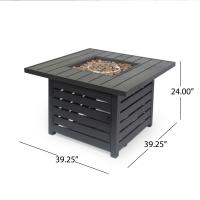 China Garden Patio Outdoor Gas Square Fire Pit Black Ceramic Tabletop CSA for sale