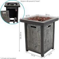 China Outdoor Propane 53.8 Pounds Gas Square Fire Pit For Patio Or Garden - 25 Inches Tall for sale