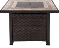 China Square Tile Top Modern Propane Fire Pit With All Weather Wicker Powered Brazier for sale